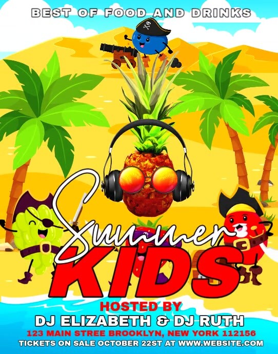 Yellow Maximalist Summer Kids Flyer/Poster/wallboard Template | PosterMyWall