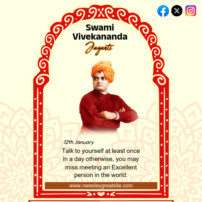 Yellow Maximalist Swami Vivekananda Jayanti Square (1:1) Template ...