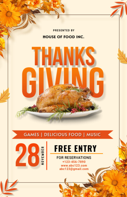 Yellow Maximalist Thanksgiving Dinner Flyer Tabloid Template | PosterMyWall