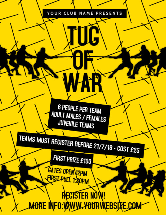 Yellow Maximalist Tug Of War Flyer (us Letter) Template | PosterMyWall