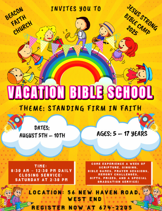 Copy of Yellow Maximalist Vacation Bible School Flyer (us Letter ...