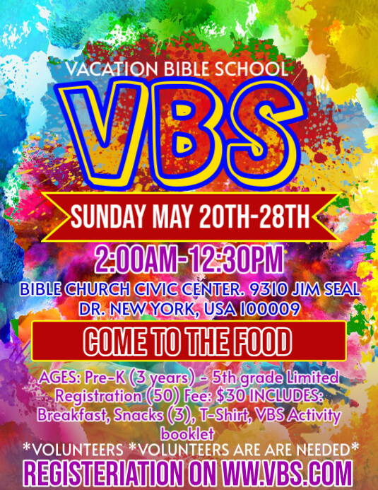 Copy of Yellow Maximalist Vbs Vacation Bible School Flyer (us Letter ...