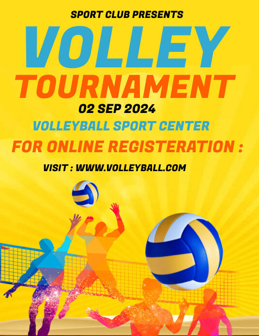 Copy of Yellow Maximalist Volley Tournament Flyer Fl | PosterMyWall