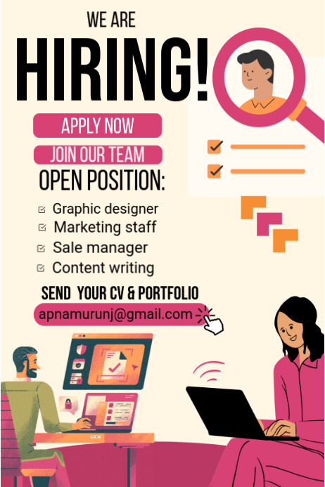 Plantilla de Yellow Maximalist We Are Hiring Flyers Poster | PosterMyWall