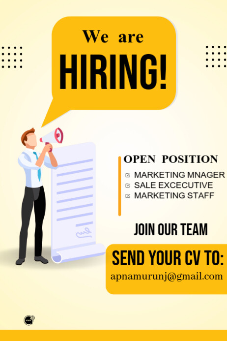 Yellow Maximalist We Are Hiring Flyers Posters Poster Template ...