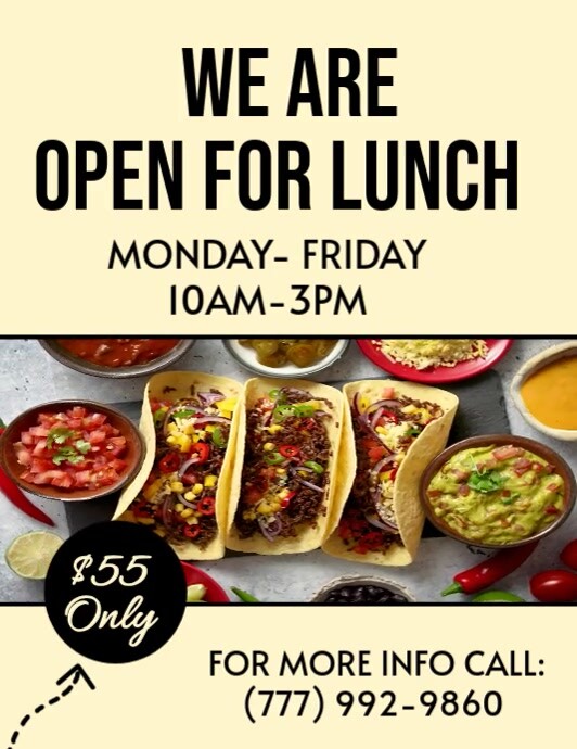 Copy of Yellow Maximalist We Are Open For Lunch Flyer (us Letter ...