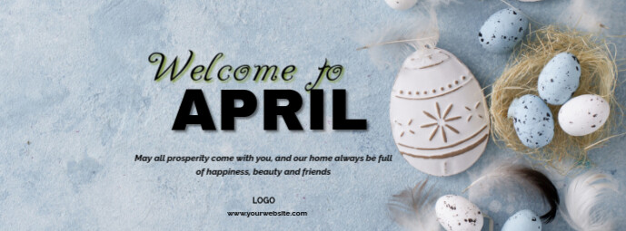 Yellow Maximalist Welcome April Facebook Cover Photo Template ...