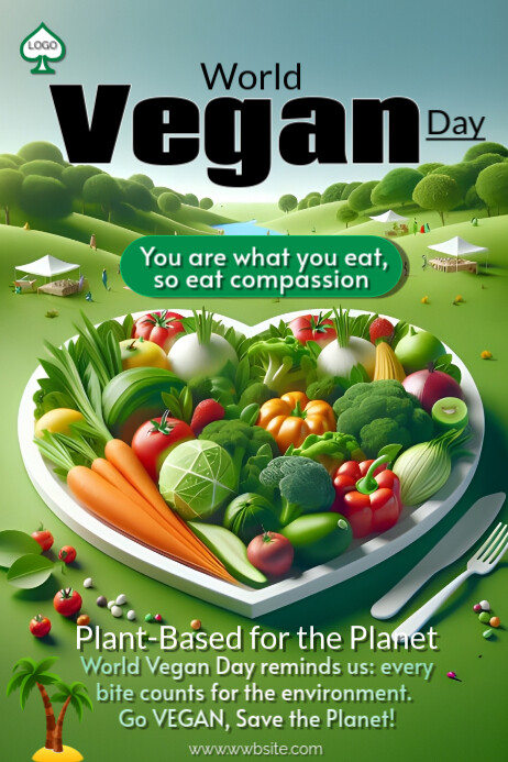 Yellow Maximalist World Vegan Day Poster Template | PosterMyWall