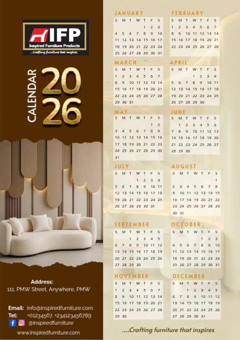Yellow Maximalist Year 2026 Calendar A4 Template | PosterMyWall