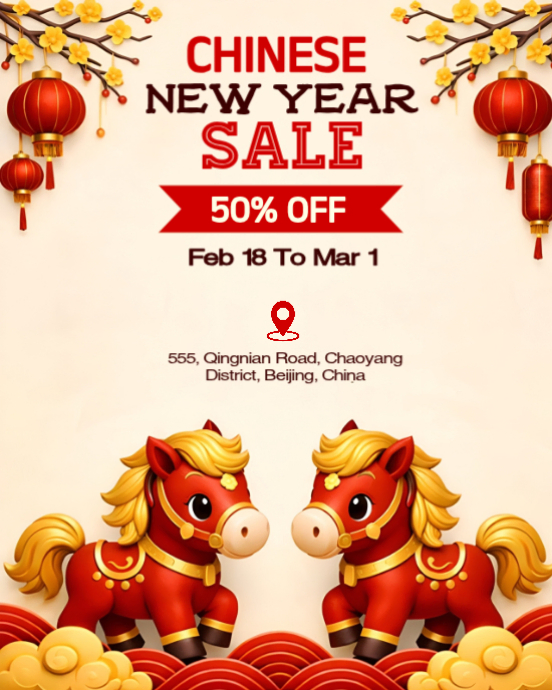 Copy of Yellow Maximalist Year Of The Horse Chinese New Year Sale Flyer ...