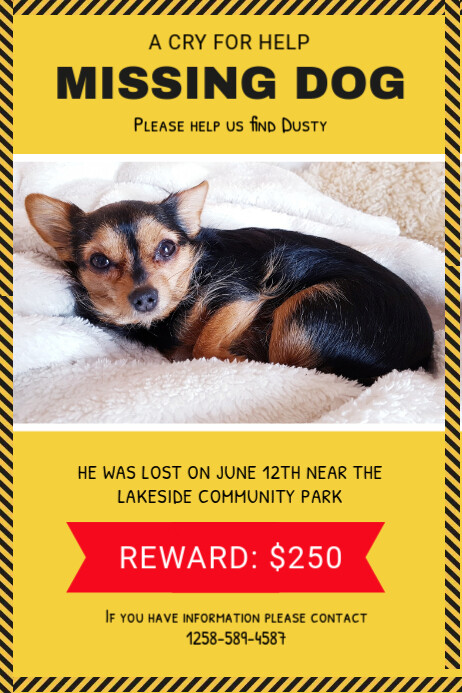 Yellow Missing Dog Poster Template PosterMyWall yellow-missing-dog-poster-template-postermywall