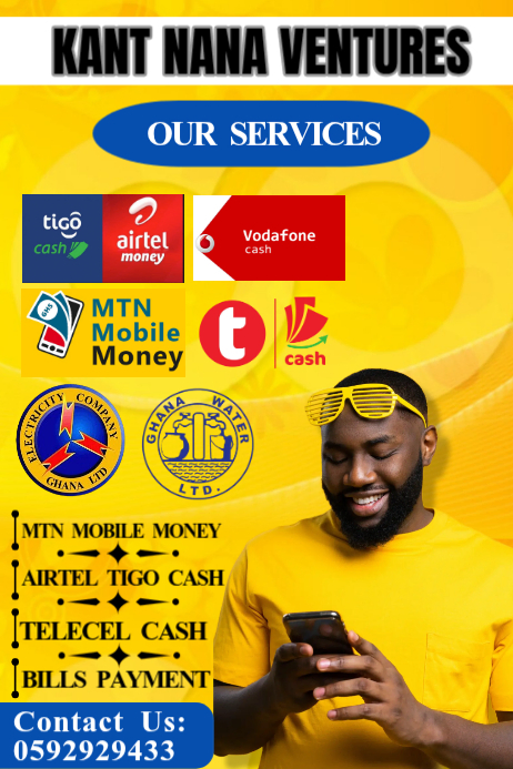 Plantilla de Yellow Mobile Money Services Poster | PosterMyWall