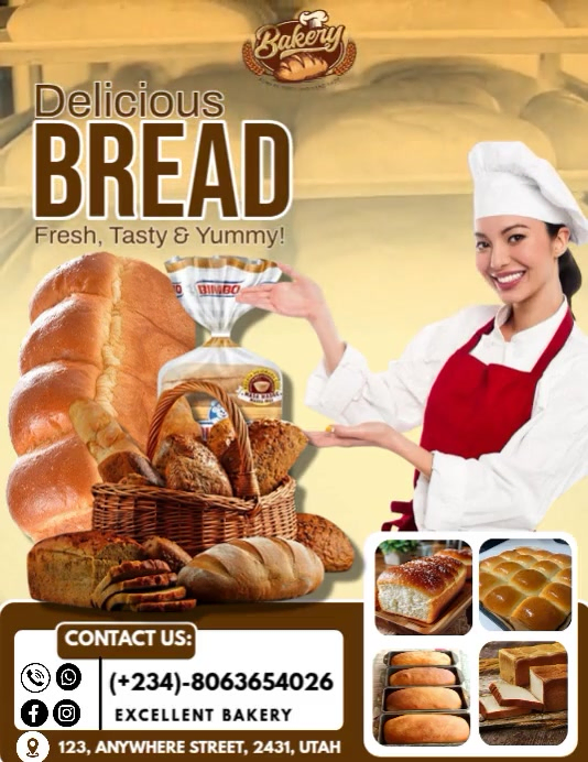 Yellow Modern & Minimal Bread Bakery/menu Flyer Flyer (us Letter ...