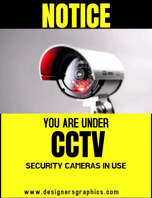 Yellow Modern & Minimal Cctv Notice Sign Flyer (us Letter) Template ...