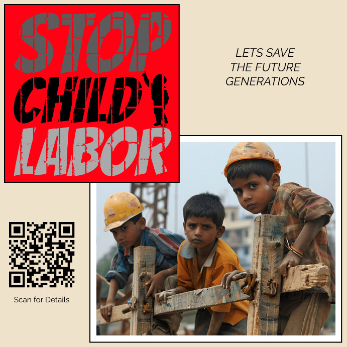 Yellow Modern & Minimal Child Labor Instagram Template | PosterMyWall