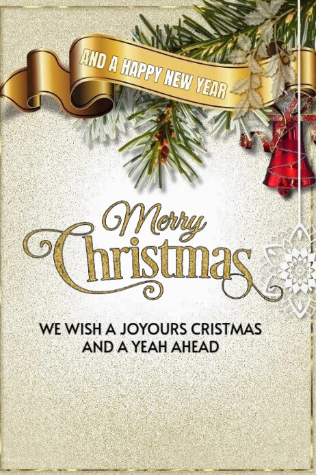 Yellow Modern & Minimal Christmas Card Poster Template | PosterMyWall