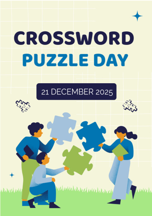 Copy of Yellow Modern & Minimal Crossword Puzzle Day A4 | PosterMyWall