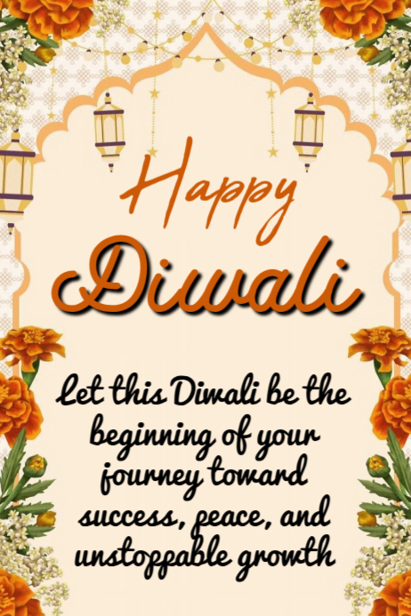 Yellow Modern & Minimal Editable Diwali Card Poster Template | PosterMyWall
