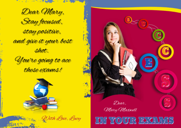 Yellow Modern & Minimal Exam Success Card Bes | PosterMyWall