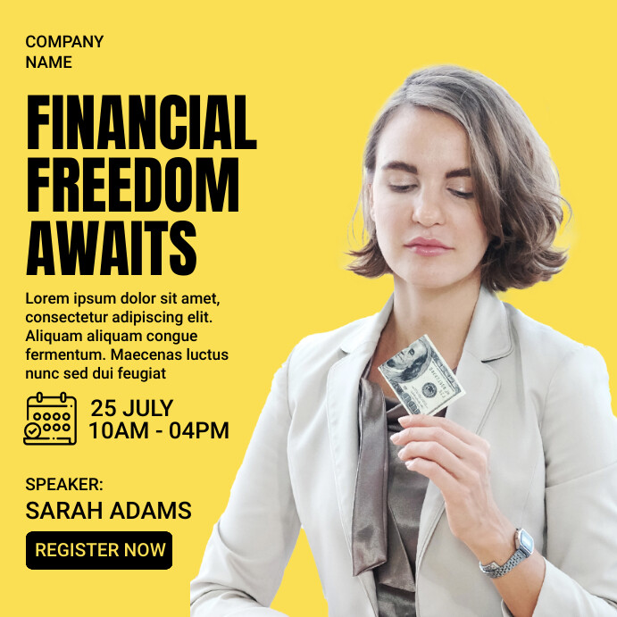 Copy of Yellow Modern & Minimal Financial Freedom In | PosterMyWall