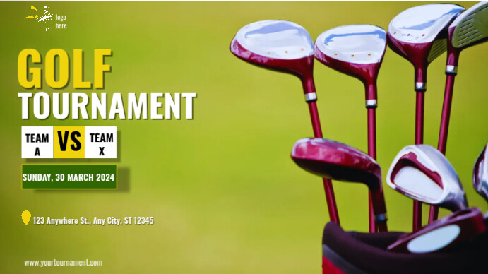 Yellow Modern & Minimal Golf Tournament Digital Display (16:9) Template ...