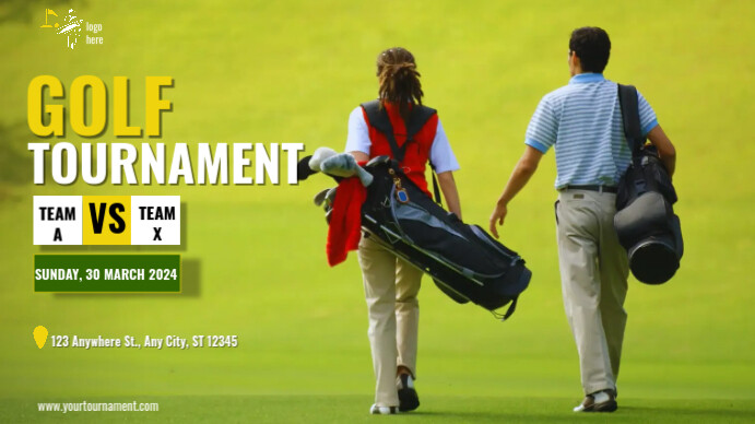 Yellow Modern & Minimal Golf Tournament Digital Display (16:9) Template ...