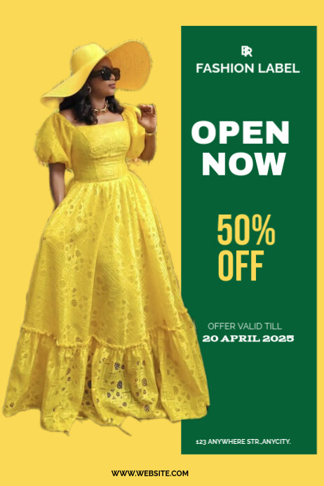 Yellow Modern & Minimal Green And Yellow Fashion Store Design Flyer ...