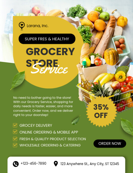 Copy of Yellow Modern & Minimal Grocery Service Pamflet (letter As ...