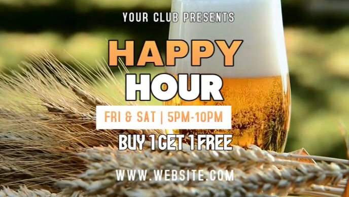 Plantilla de Yellow Modern & Minimal Happy Hour Youtube Thumbnail ...