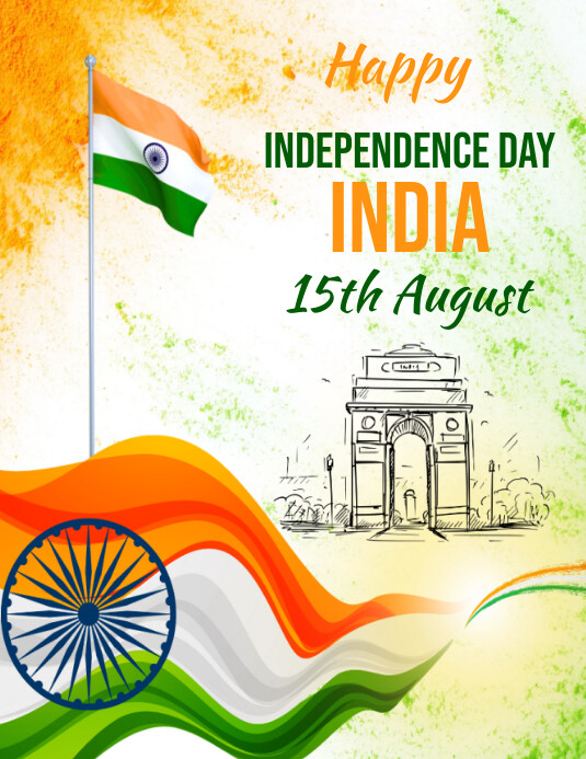 Yellow Modern & Minimal Happy Independence Da Template | PosterMyWall