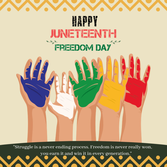 Yellow Modern & Minimal Happy Juneteenth Freedom Day Instagram Post ...