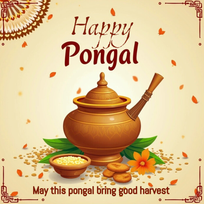 Yellow Modern & Minimal Happy Pongal Wishes Instagram Post Template ...