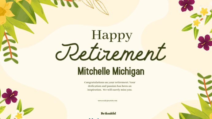 Yellow Modern & Minimal Happy Retirement Designs Digital Display (16:9 ...