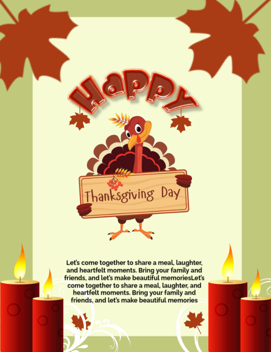 Yellow Modern & Minimal Happy Thanksgiving Day Ad Flyer (us Letter ...