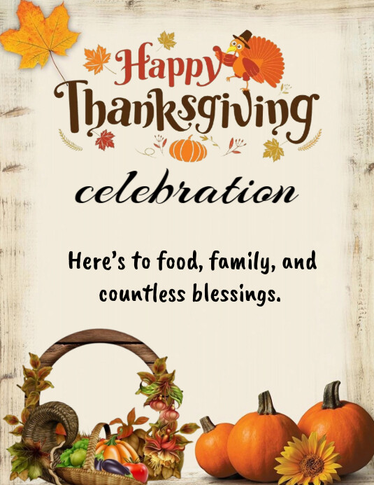Yellow Modern & Minimal Happy Thanksgiving Day Flyer (us Letter ...