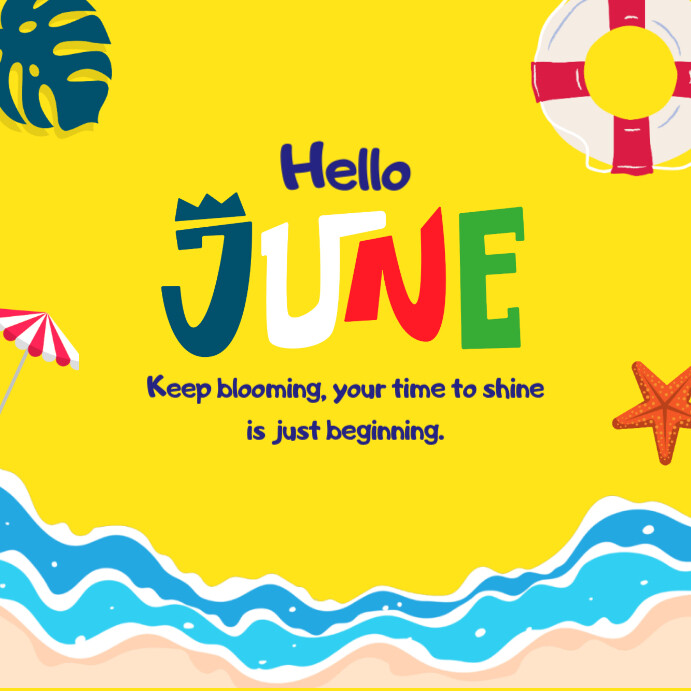 Yellow Modern & Minimal Hello June Design Template Instagram Post ...