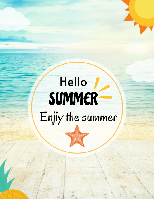 Yellow Modern & Minimal Hello Summer Flyer Template | PosterMyWall