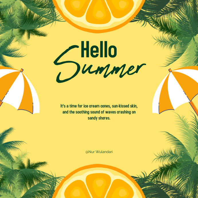 Yellow Modern & Minimal Hello Summer Pos Inst Template | PosterMyWall