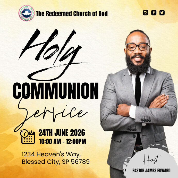 Plantilla de Yellow Modern & Minimal Holy Communion Instag | PosterMyWall