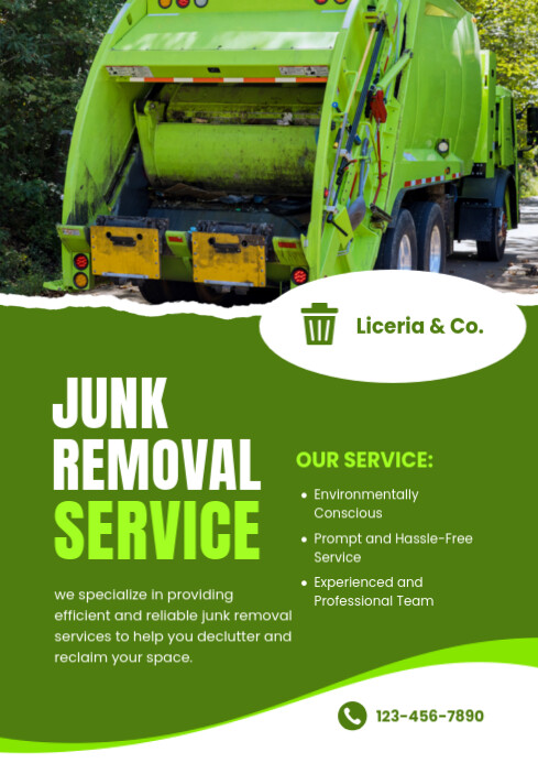 Yellow Modern & Minimal Junk Removal Service A4 Template | PosterMyWall