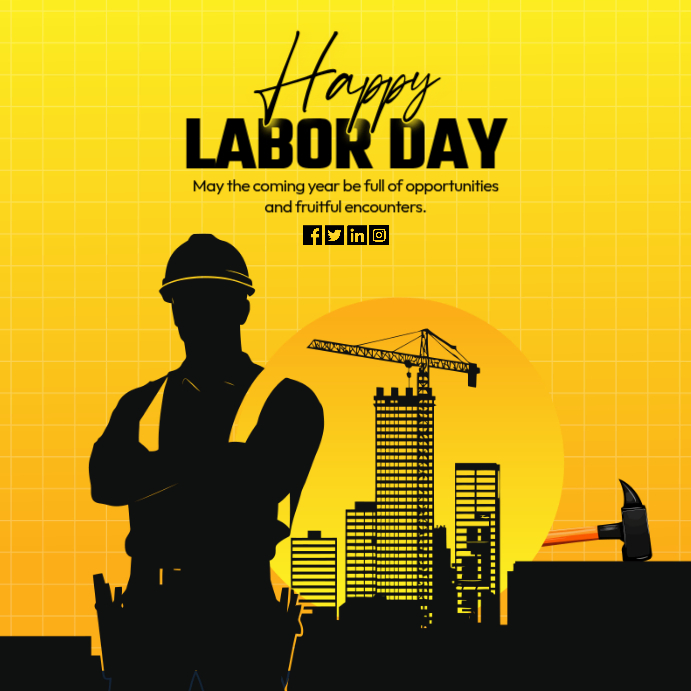 Yellow Modern & Minimal Labor Day Celebration Instagram Post Template ...