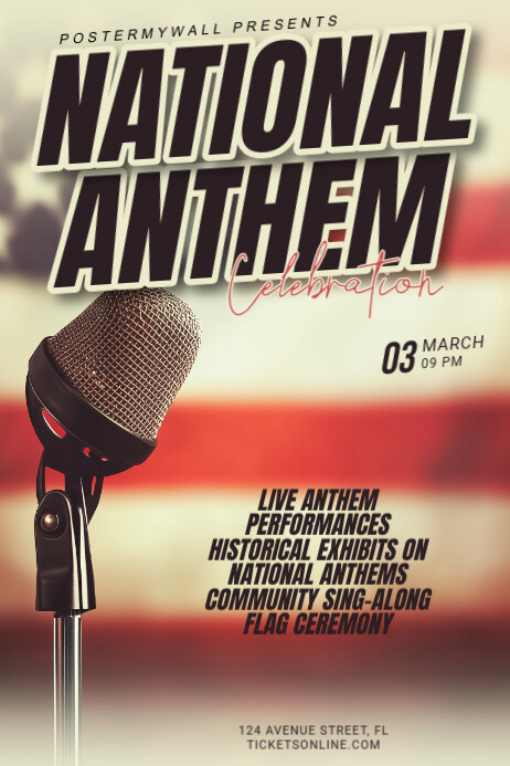 Plantilla de Yellow Modern & Minimal National Anthem Day Celebration ...
