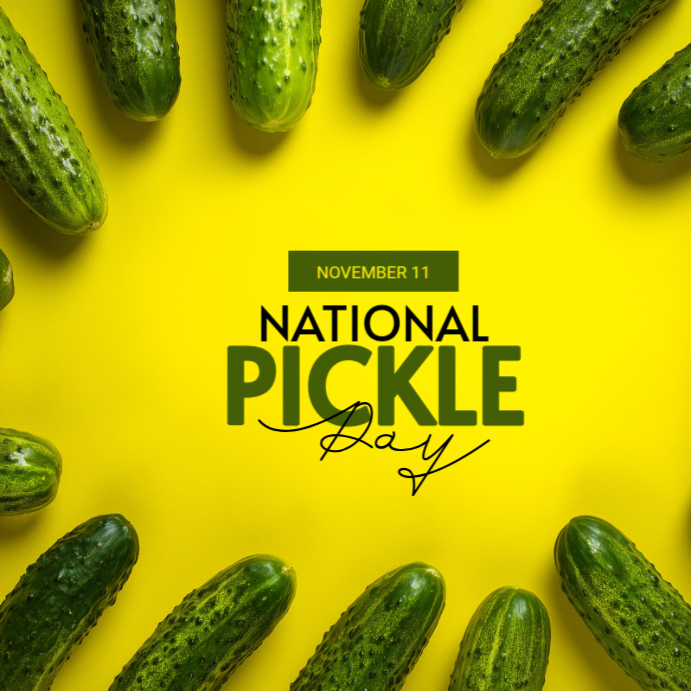 Yellow Modern & Minimal National Pickle Day Instagram Post Template | PosterMyWall