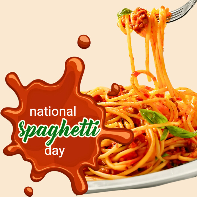 Yellow Modern & Minimal national spaghetti dayInstagram Post Template ...
