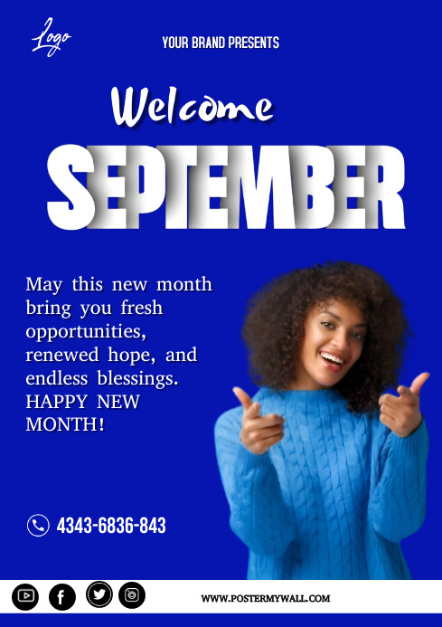 Yellow Modern & Minimal New Month September Template | PosterMyWall