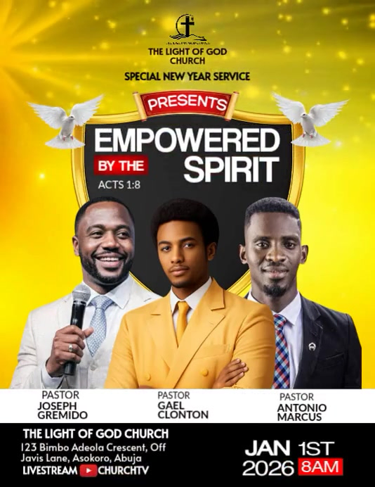 Yellow Modern & Minimal New Year Church Service Flyer (us Letter ...