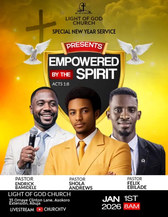 Yellow Modern & Minimal New Year Church Service Flyer (us Letter ...