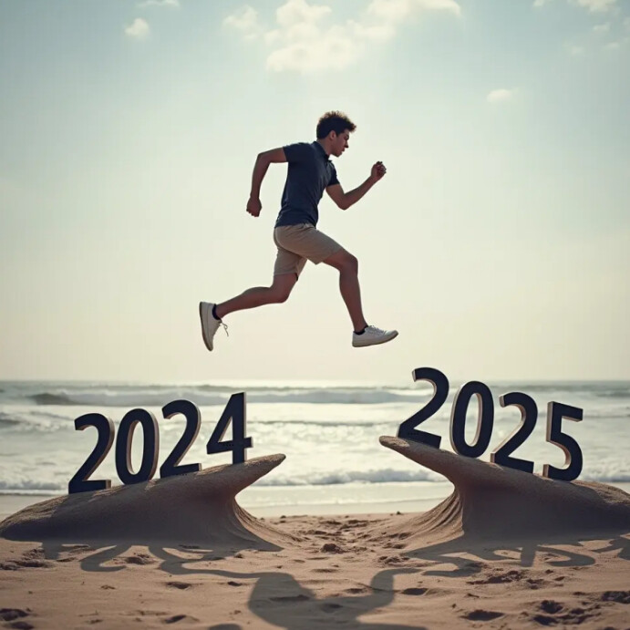 Yellow Modern & Minimal New Year Jump: Transition From 2024 To 2025 ...