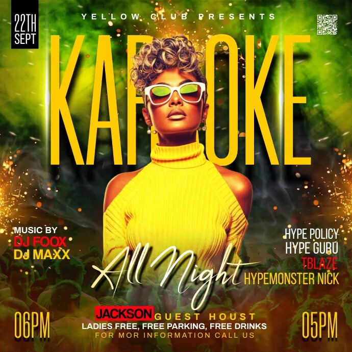 Yellow Modern & Minimal Night Party Video Squ Template | PosterMyWall