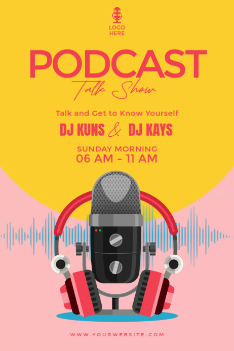 Yellow Modern & Minimal Podcast Talk Show Pos Template | PosterMyWall